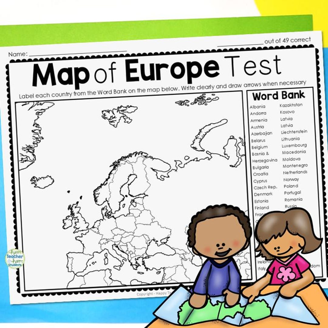 Europe Map Test & Practice Worksheet, Map of Europe Quiz, Europe Map ...