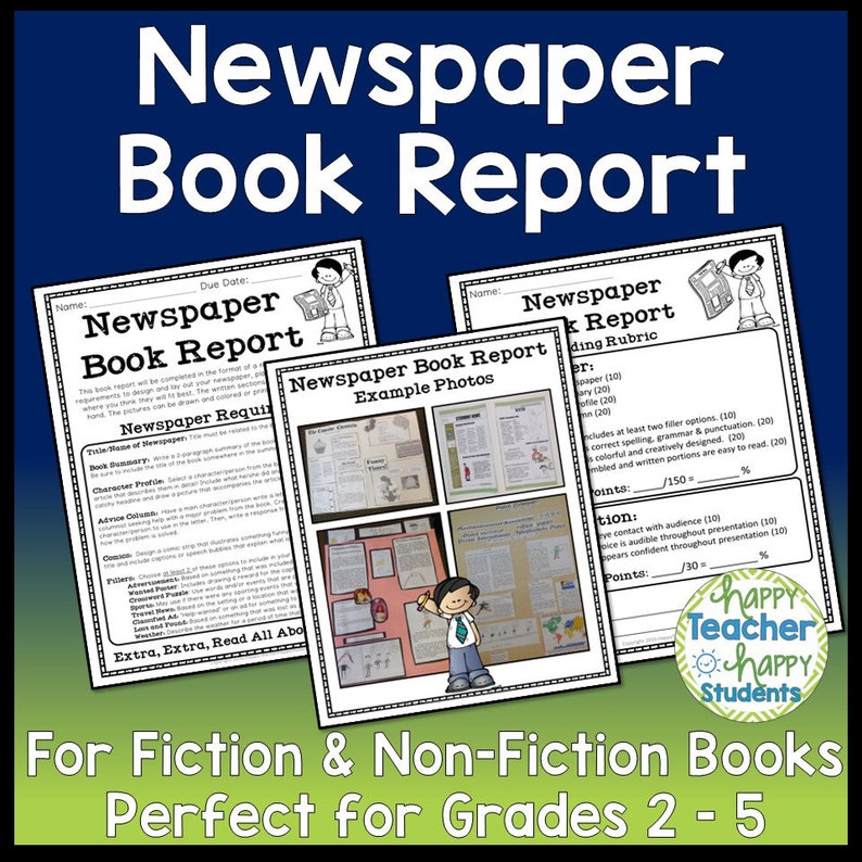 Newspaper Book Report Template Fiction & Non-fiction Printable Book ...