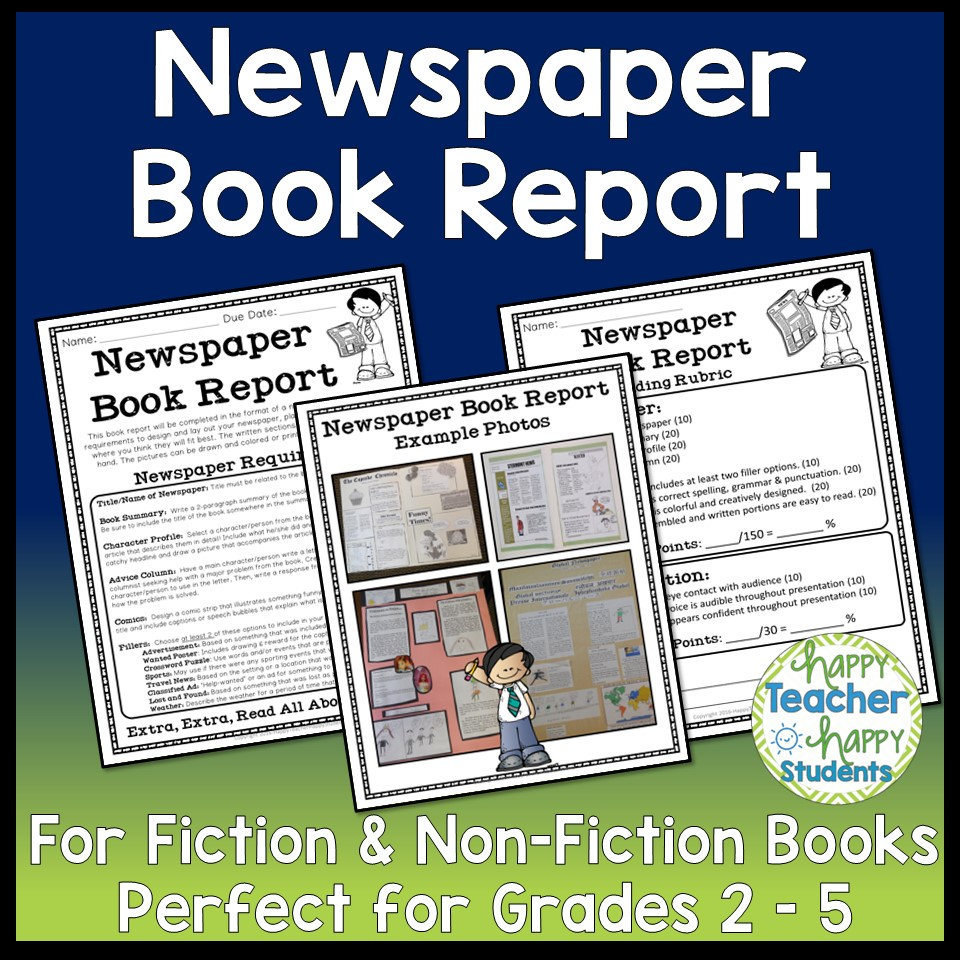 Newspaper Book Report Template | Fiction & Nonfiction Printable Book ...