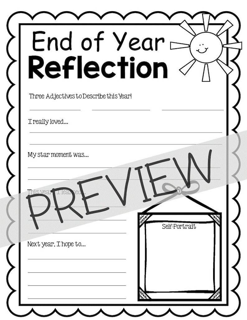 Student End of Year Reflection: End of School Year Reflection Writing ...