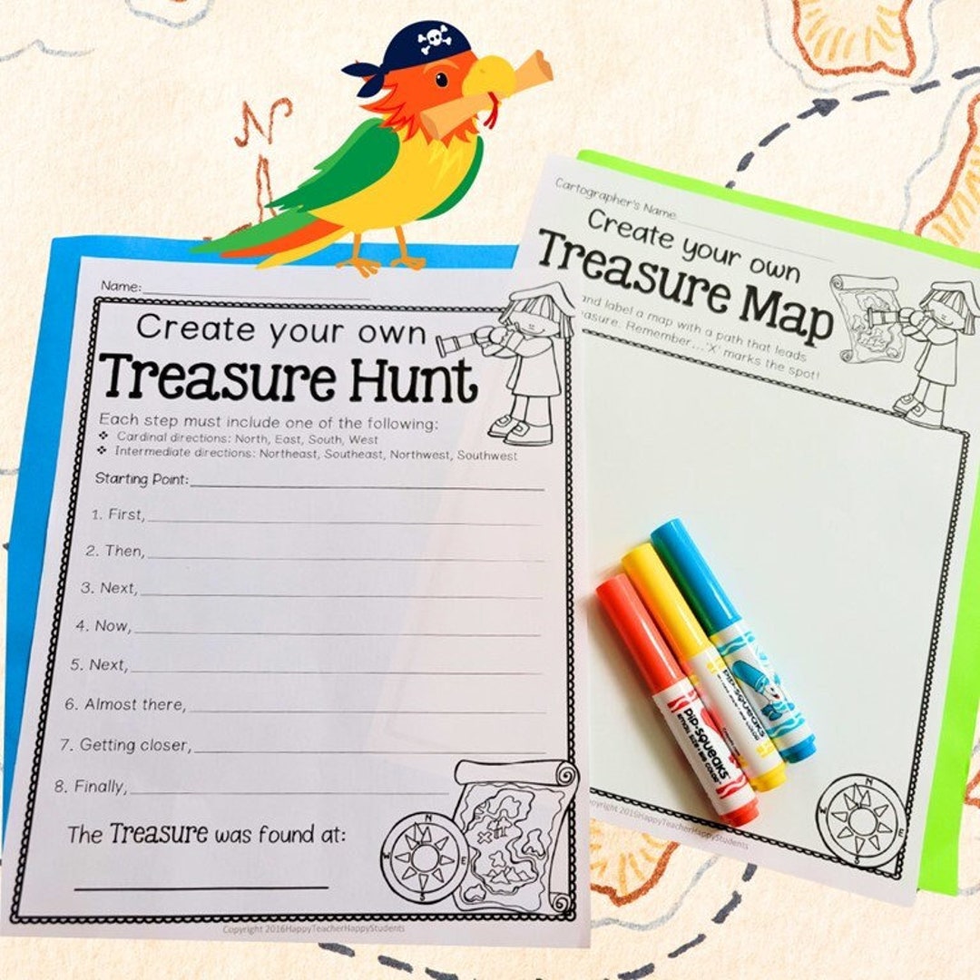 Treasure Map and Treasure Hunt Cardinal Intermediate Directions ...