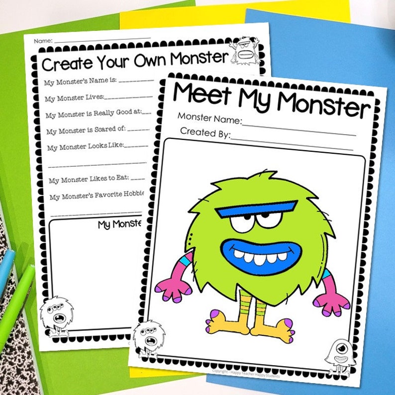 Create a Monster Writing Activity: Printable Monster Worksheet (digital ...