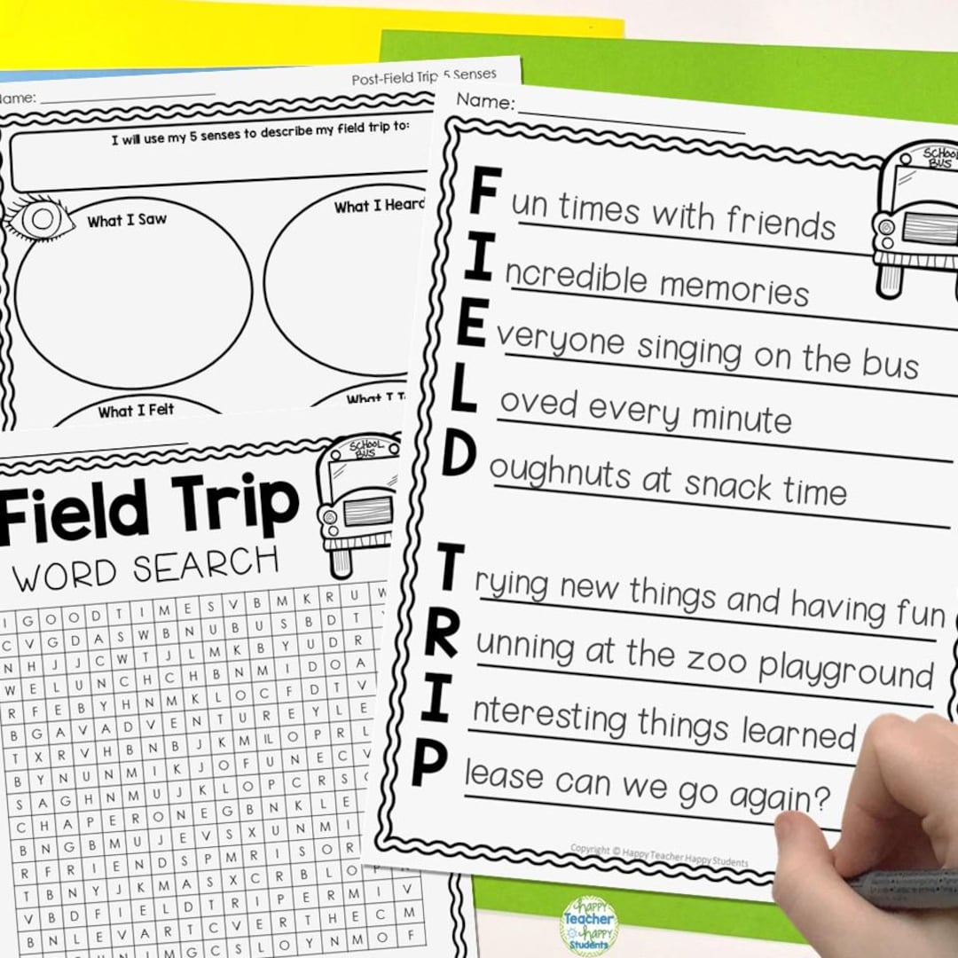 Field Trip Activities: Field Trip Word Search & 5 Senses Writing ...