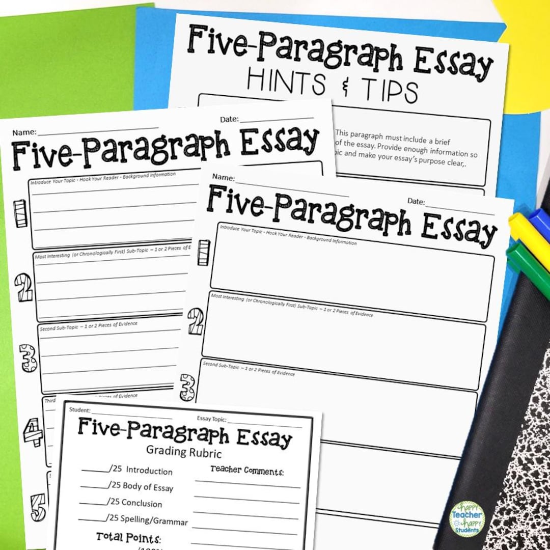 Essay Graphic Organizers: 5 Paragraph Essay Template With Tips (digital ...