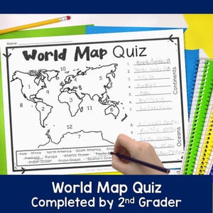World Map Quiz & Worksheet: Continents and Oceans Test for Kids (PDF ...