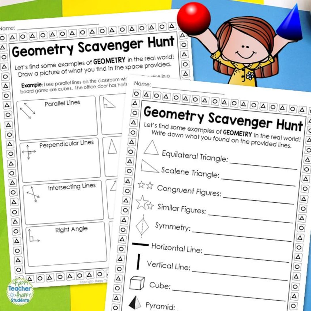 Geometry Scavenger Hunt: Real World Shapes Activity (digital Download ...