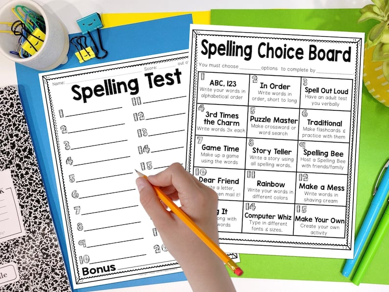 Spelling Test Templates for Spelling Practice AND Spelling Homework ...