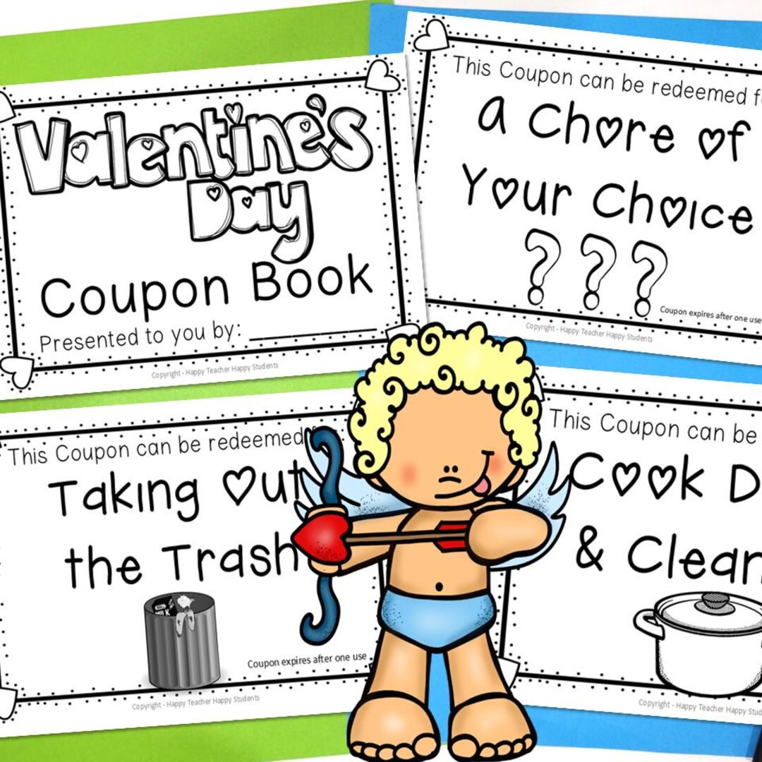Valentine's Day Coupon Book From Kids With 12 Coupons | Easy Valentines ...