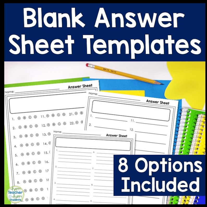8 Blank Answer Sheet Template | Multiple Choice, Short Answer & Essay ...