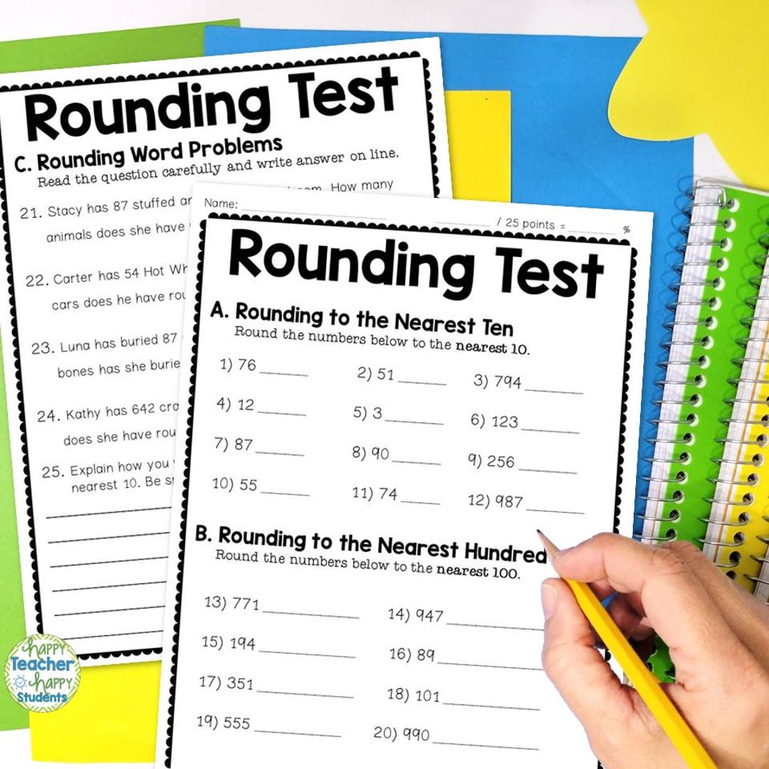 Rounding to 10 and 100 Test | Rounding to the Nearest Ten and Hundred ...