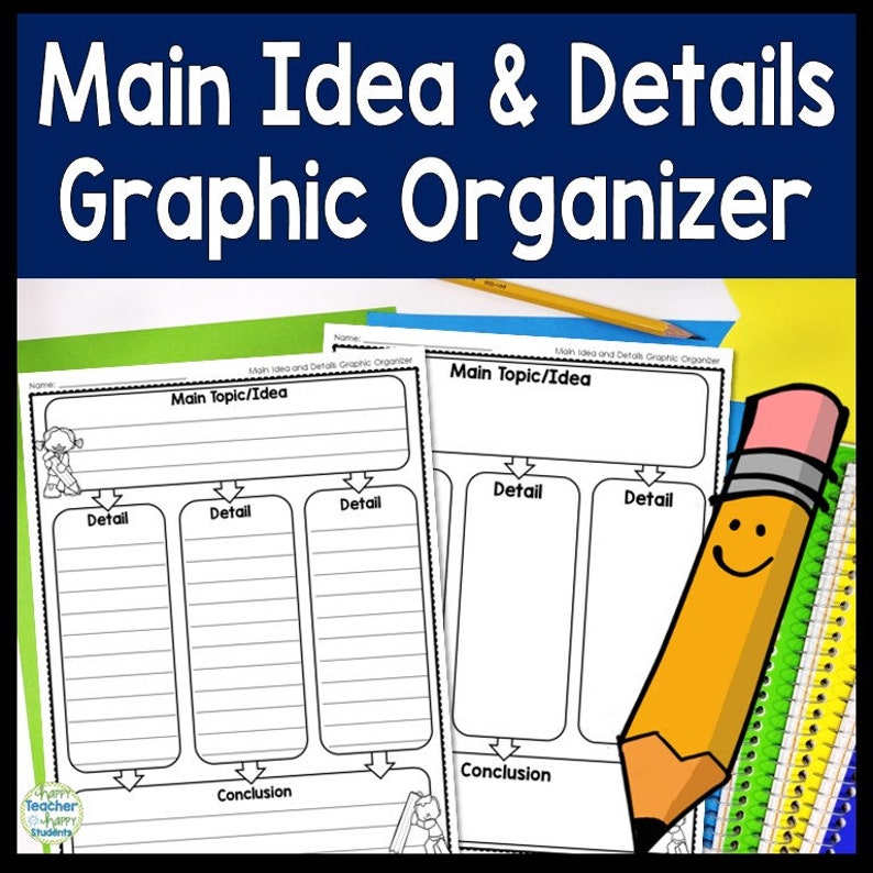 Main Idea and Details Graphic Organizer | Main Idea and Details ...