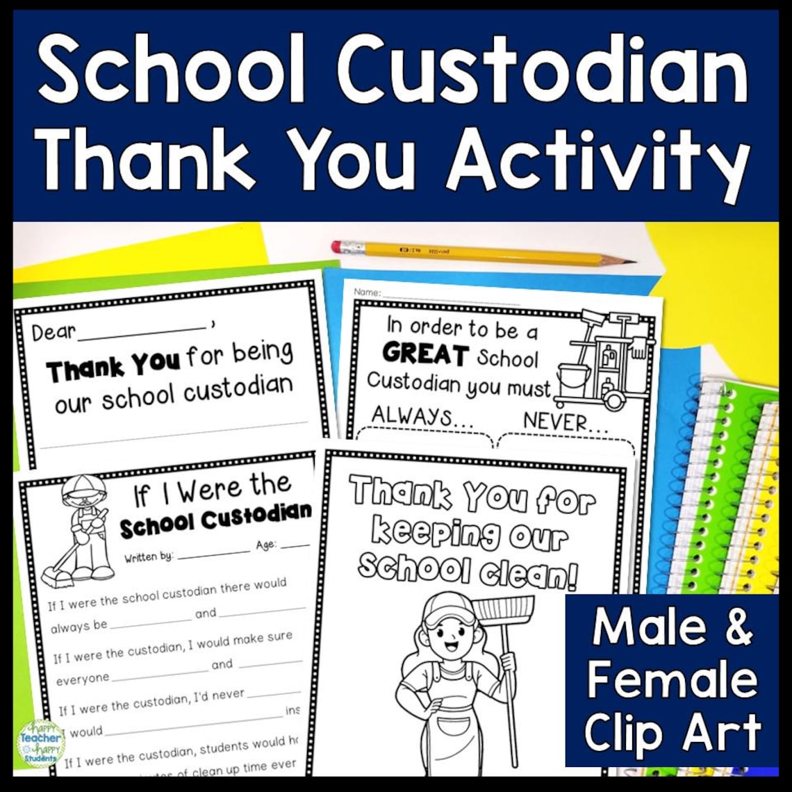 Custodian Appreciation Day Printable Thank You Card for School ...