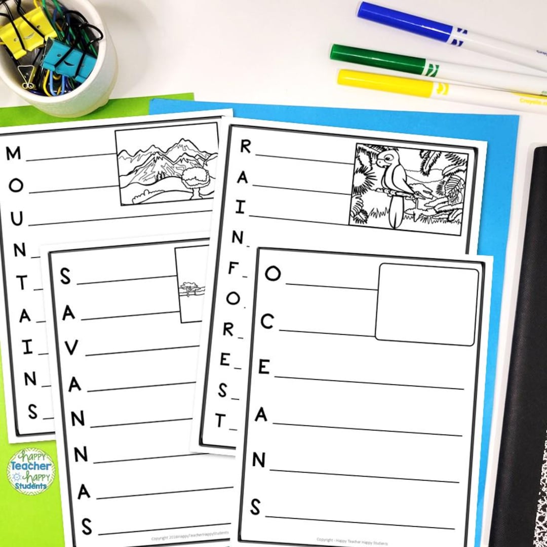 Habitats Writing Activity, 10 Acrostic Poem Writing Templates (digital ...