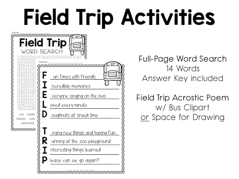 Printable Field Trip Journal, Field Trip Worksheet, Field Trip Word ...