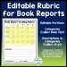 EDITABLE Book Report Rubric, Editable Rubric for Book Reports, Rubric ...