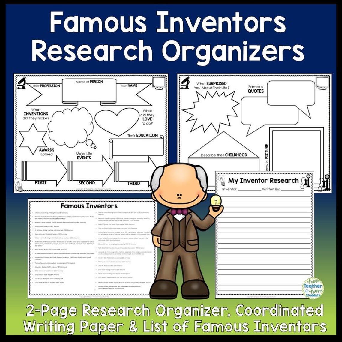 Famous Inventors Research Organizer: 2-page Graphic Organizer (PDF) - Etsy