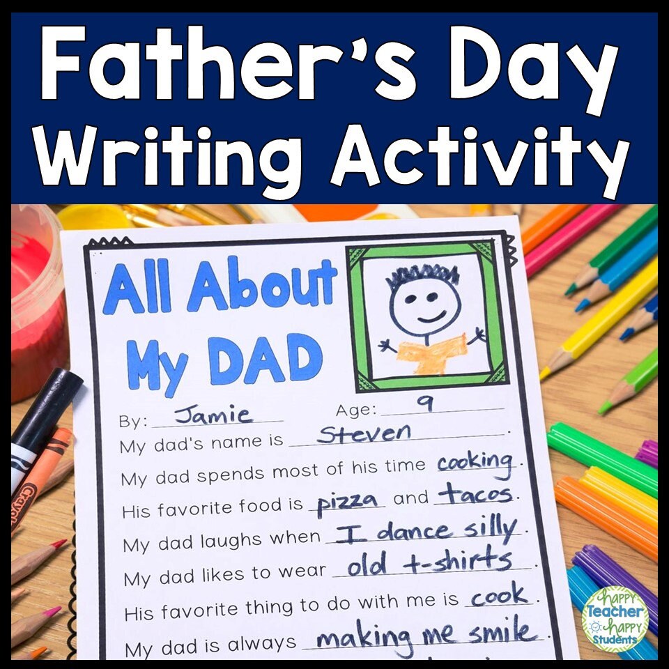Father's Day Writing Activity, All About My Dad, Fathers Day Activity ...