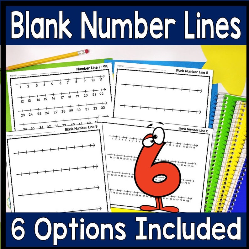 Number Line Worksheets: 6 Blank Math Printables (digital Download) - Etsy