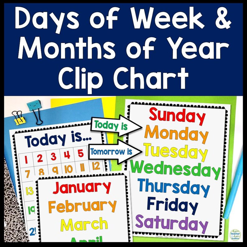 Days of the Week Printable Poster: Classroom Homeschool Decor (PDF) - Etsy