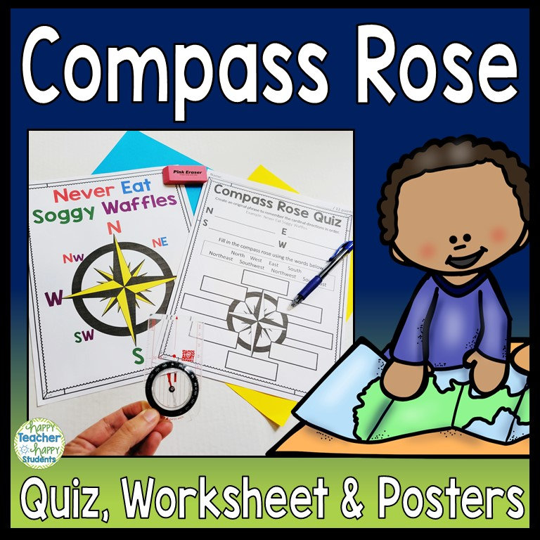 Compass Rose Worksheets, Quiz, Signs and Word Search, Cardinal ...
