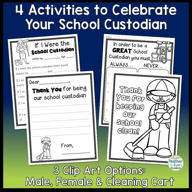 Custodian Appreciation Day Printable Thank You Card for School ...