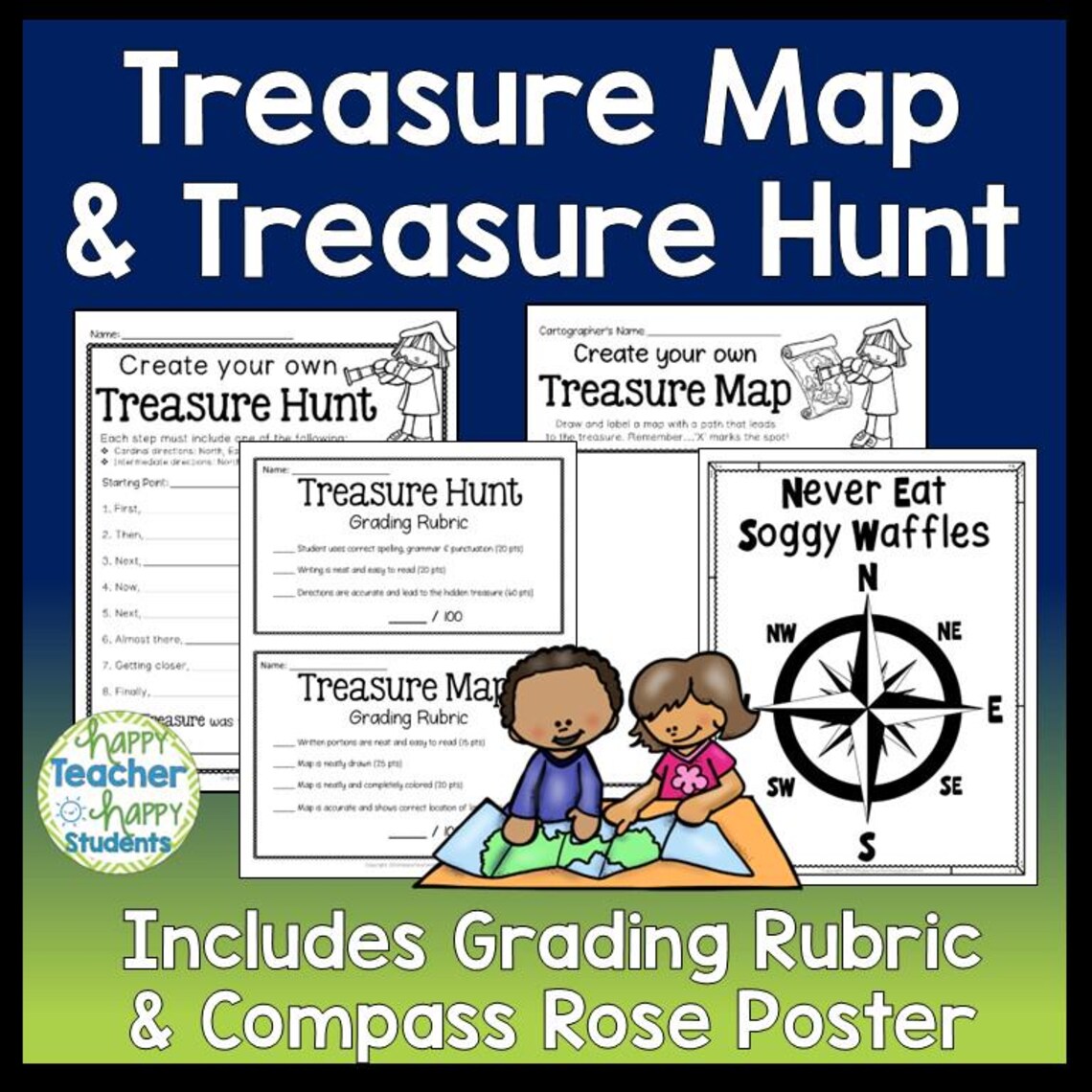 Treasure Map and Treasure Hunt Cardinal Intermediate Directions ...