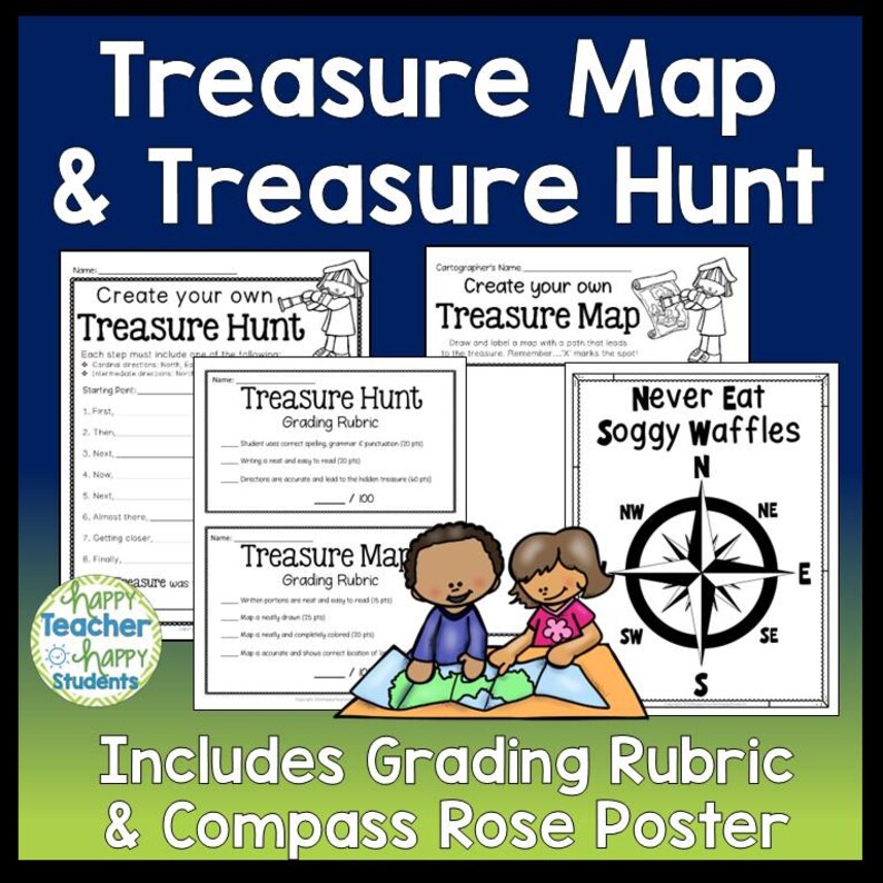 Treasure Map and Treasure Hunt | Cardinal Intermediate Directions ...