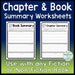 Book Summary and Chapter Summary Worksheet Templates for Fiction ...