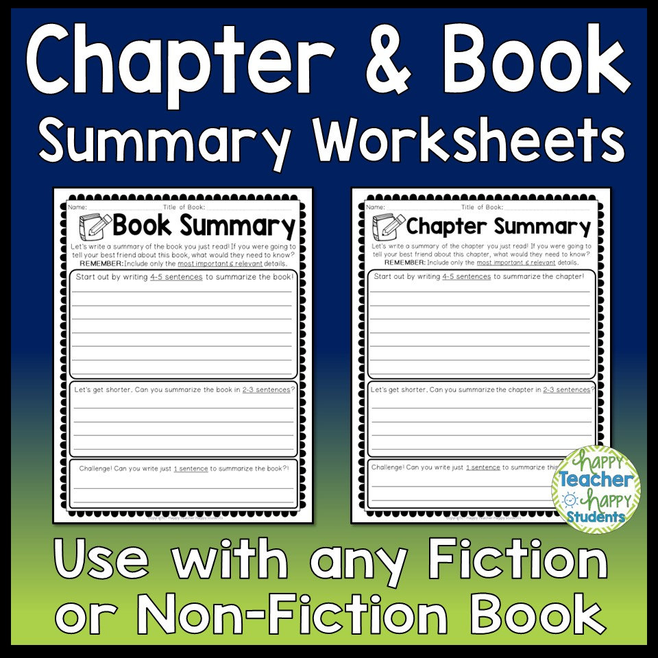 Book Summary and Chapter Summary Worksheet Templates for Fiction ...