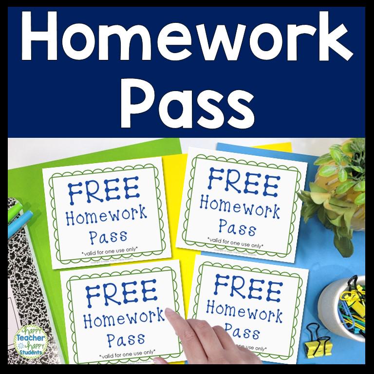 Homework Pass Reward Cards for Kids | Free Homework Pass | No Homework ...
