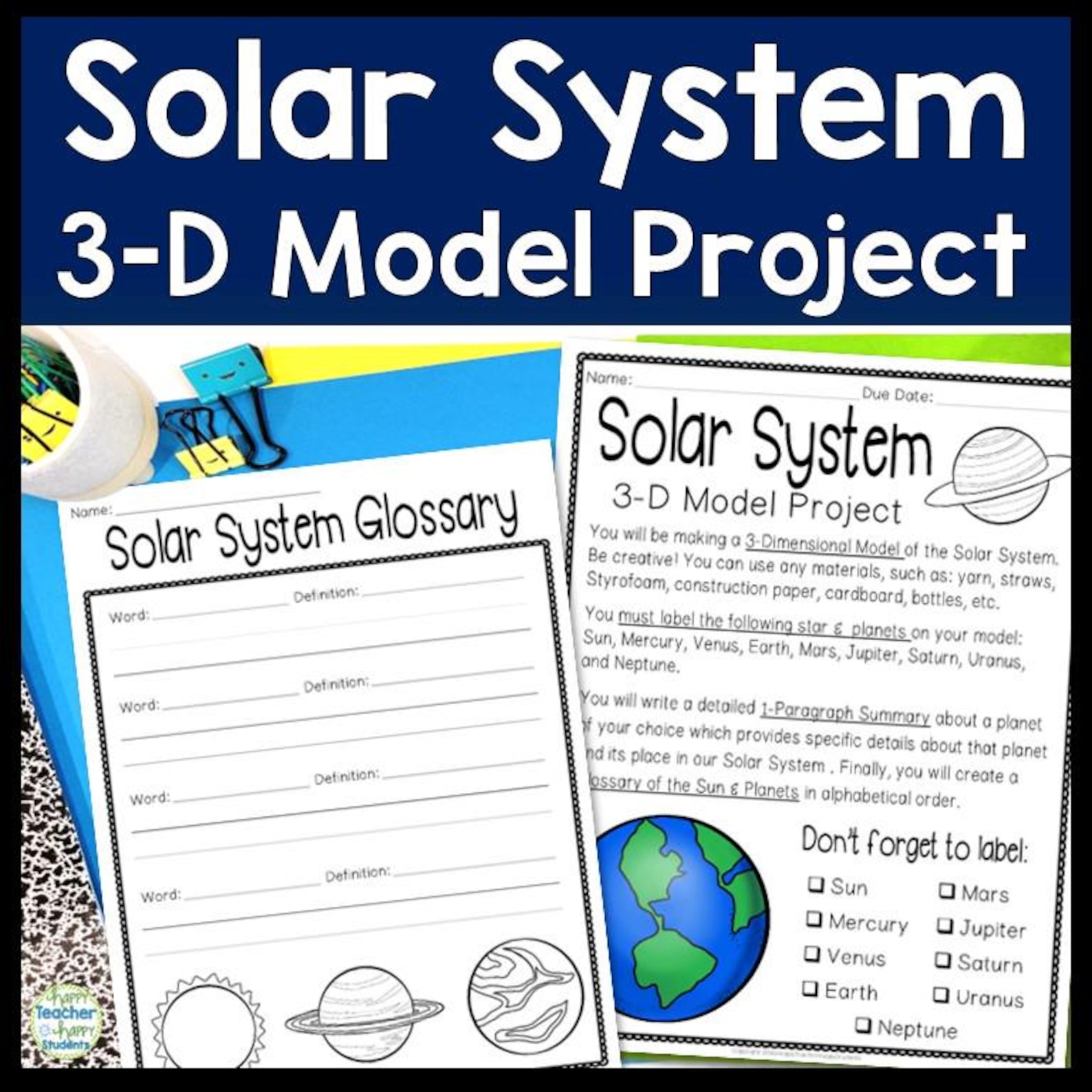 Solar System Project, 3-D Model of the Planets Project, Solar System 3D ...