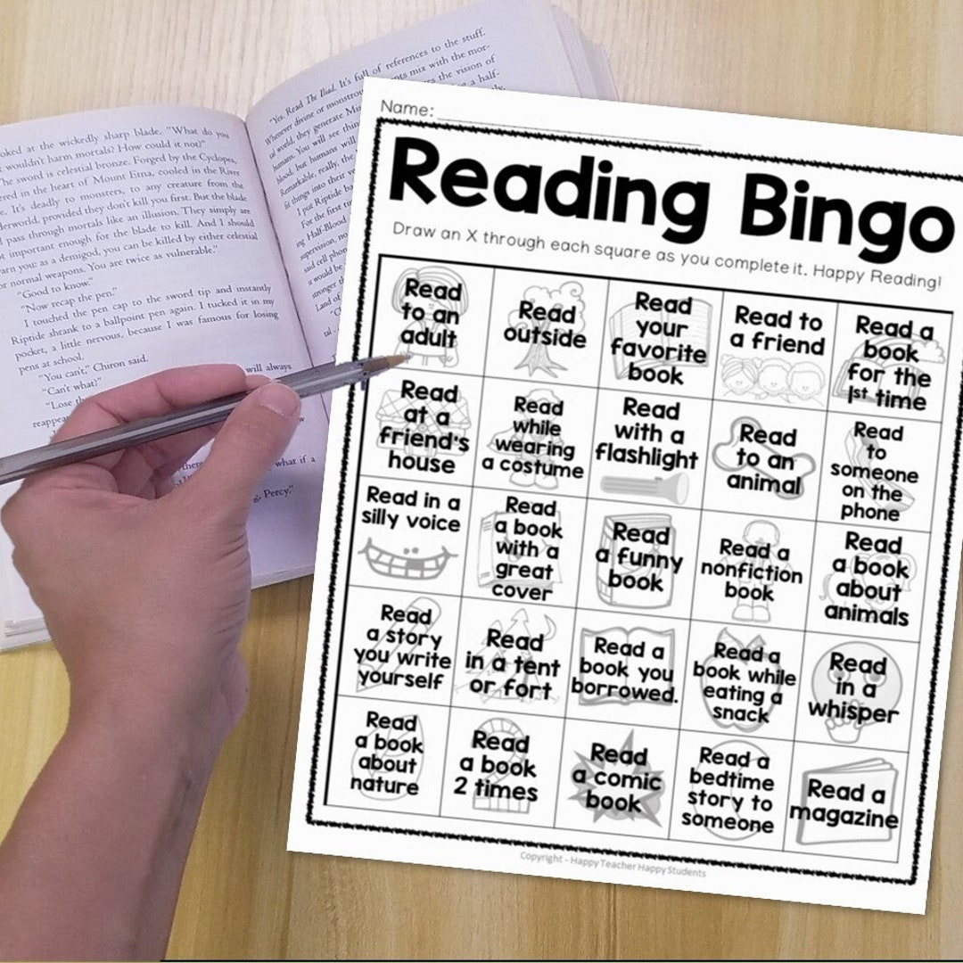 Reading Choice Board for Kids: Reading Bingo W/ Reading Log and Book ...