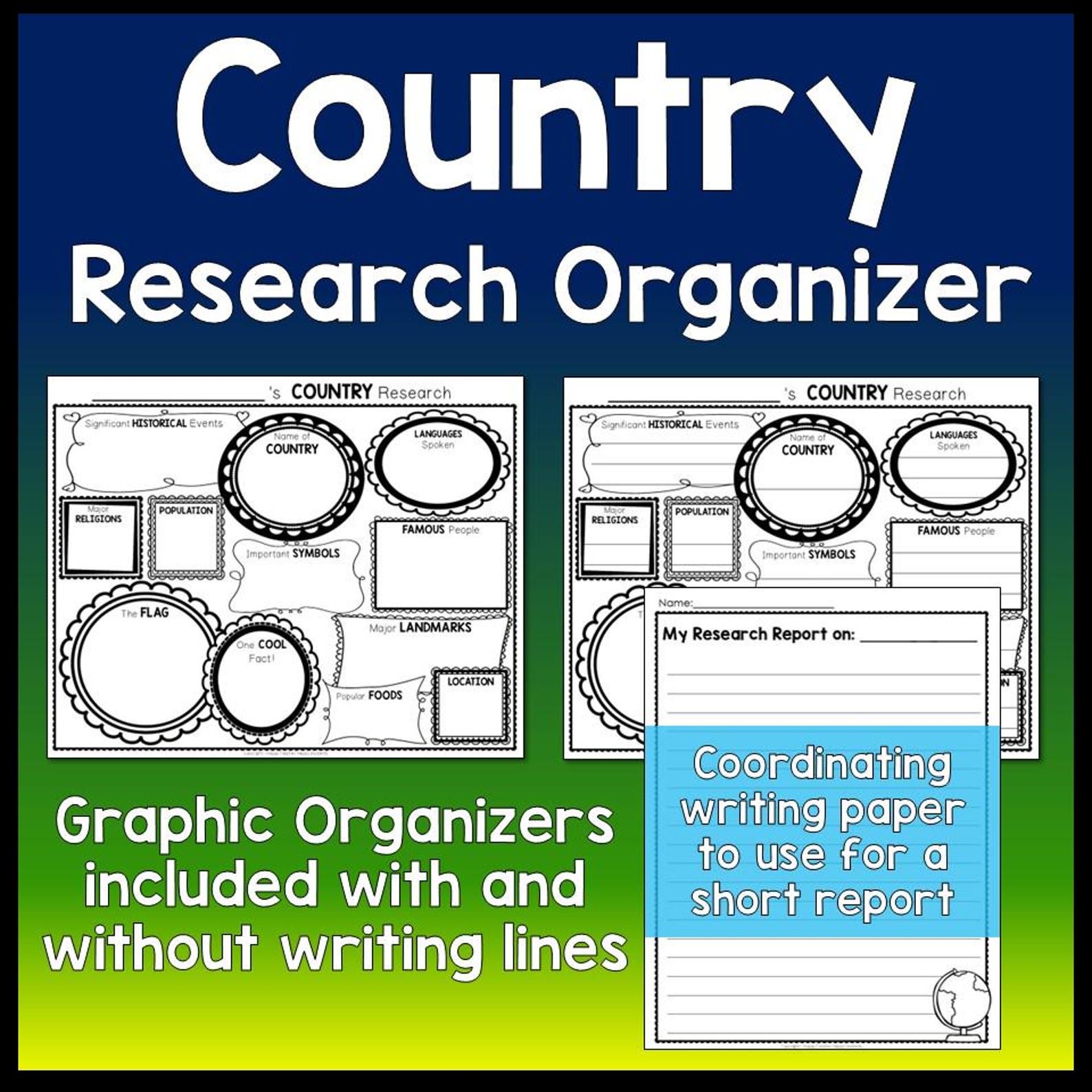 Country Research Activity | Country Graphic Organizer for Any World ...