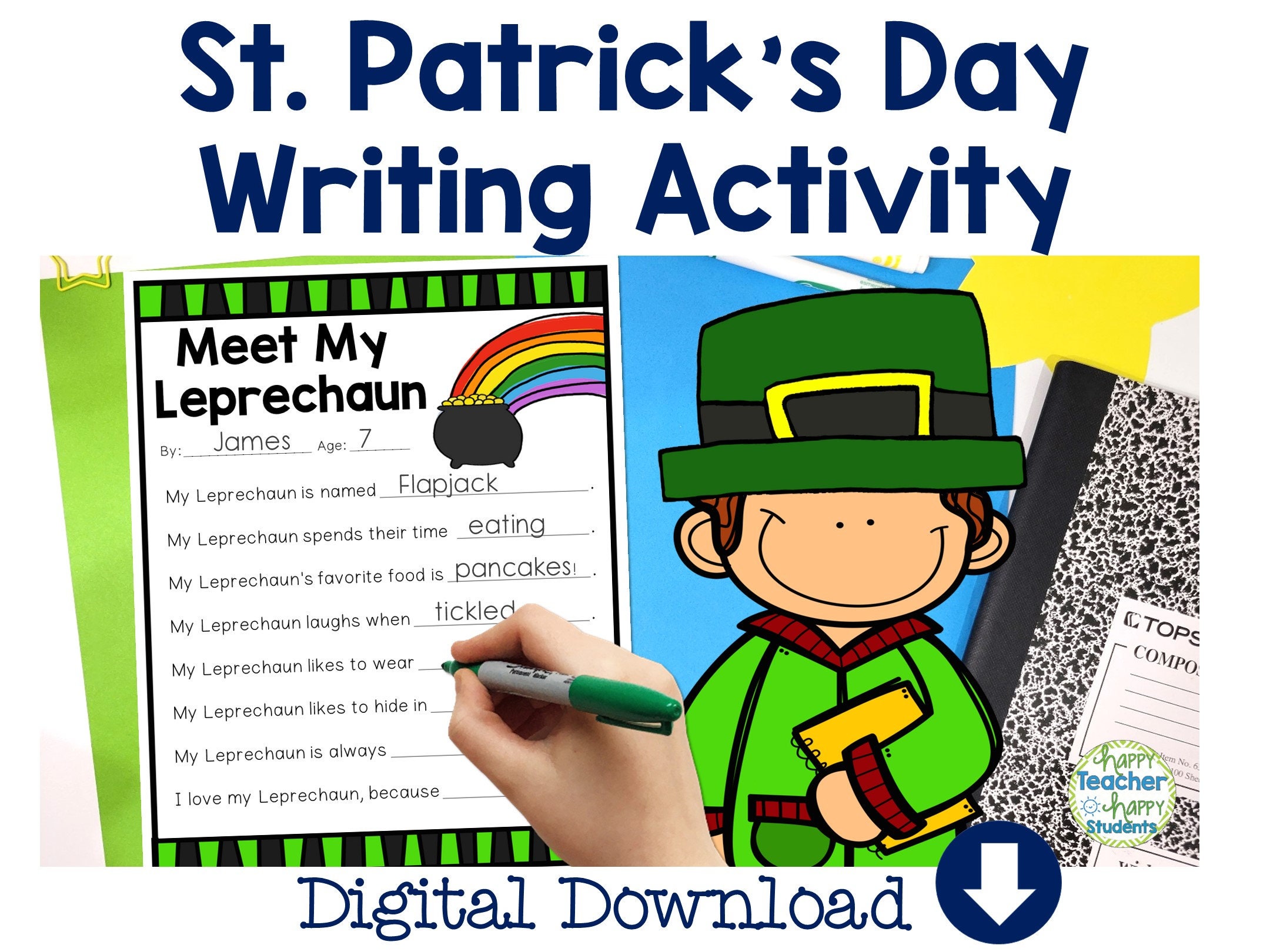 Leprechaun Writing Activity Leprechaun Writing Prompts St Patrick's Day ...