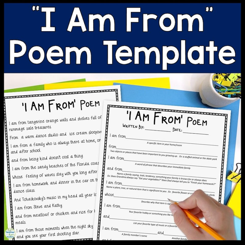 I Am From Poem Template: Biography Poetry for Kids (PDF) - Etsy