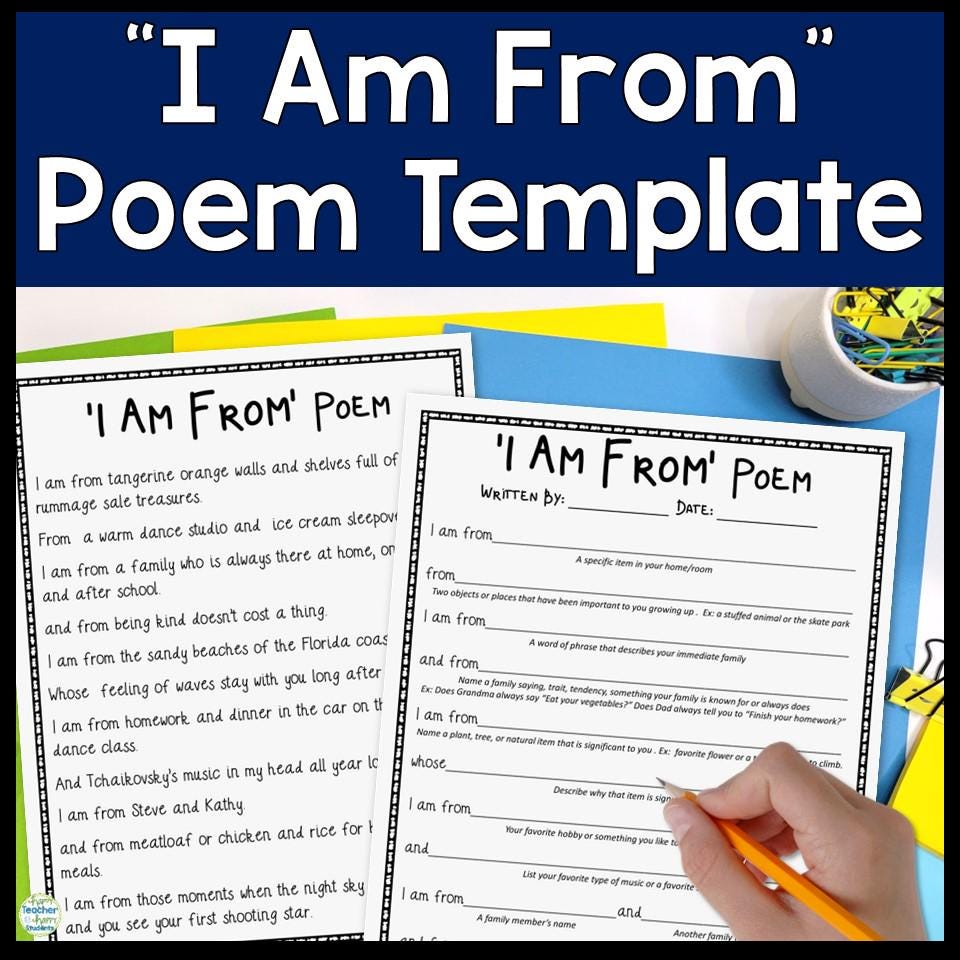 I Am Poem: I Am From Poem Template With Example Poem, Biography Poem ...