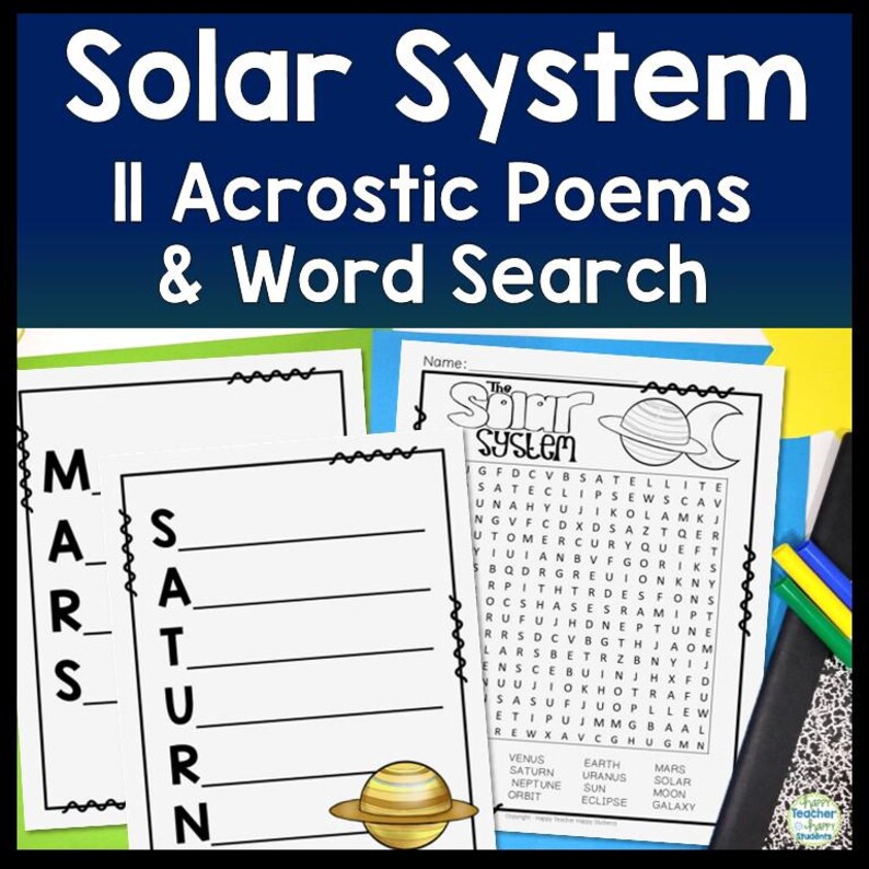 Solar System Writing Activity | 11 Acrostic Poems | Solar System Word ...