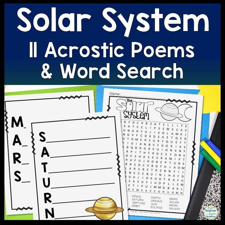 Solar System Writing Activity | 11 Acrostic Poems | Solar System Word ...