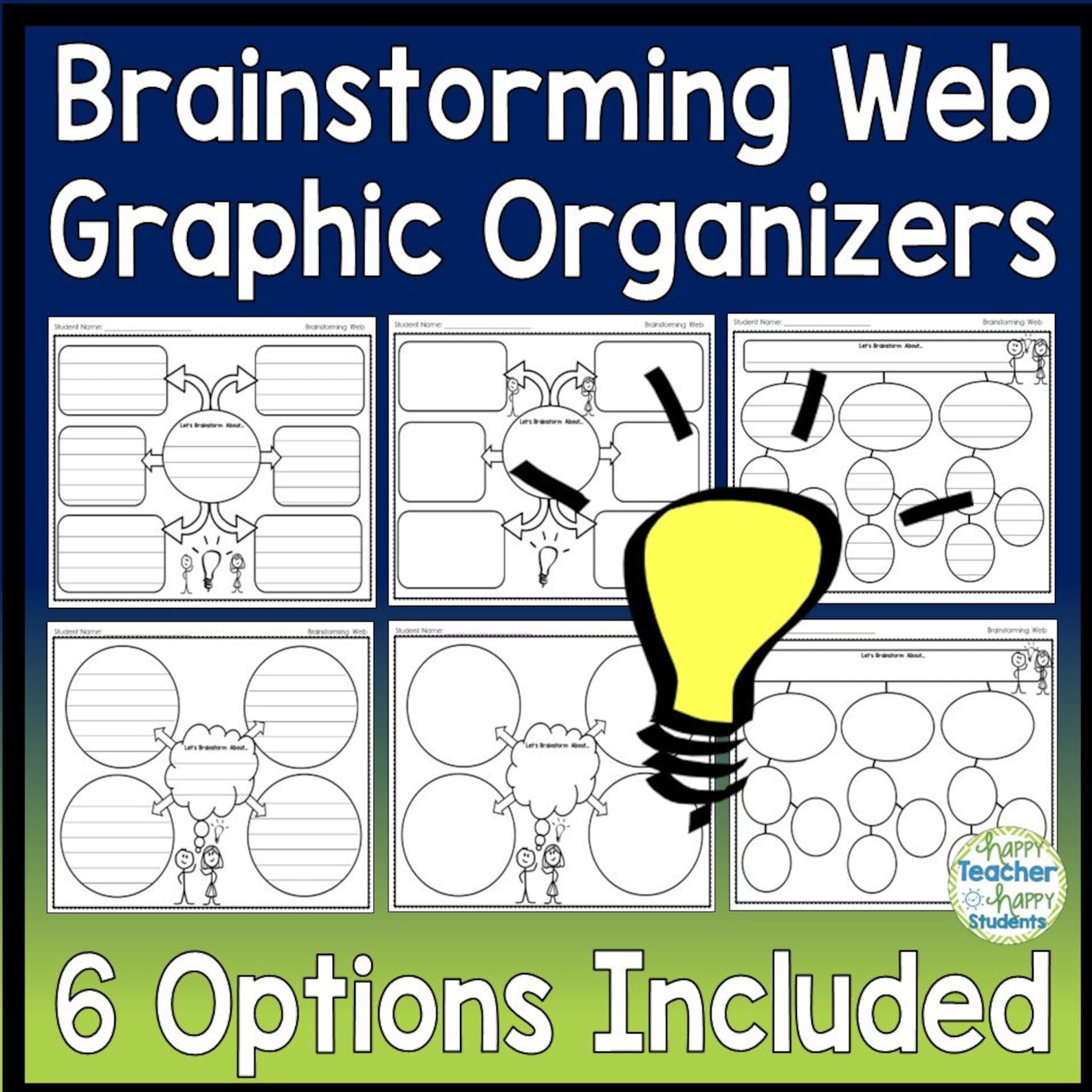 Printable Brainstorming Graphic Organizer Brainstorm Web for Kids Mind ...