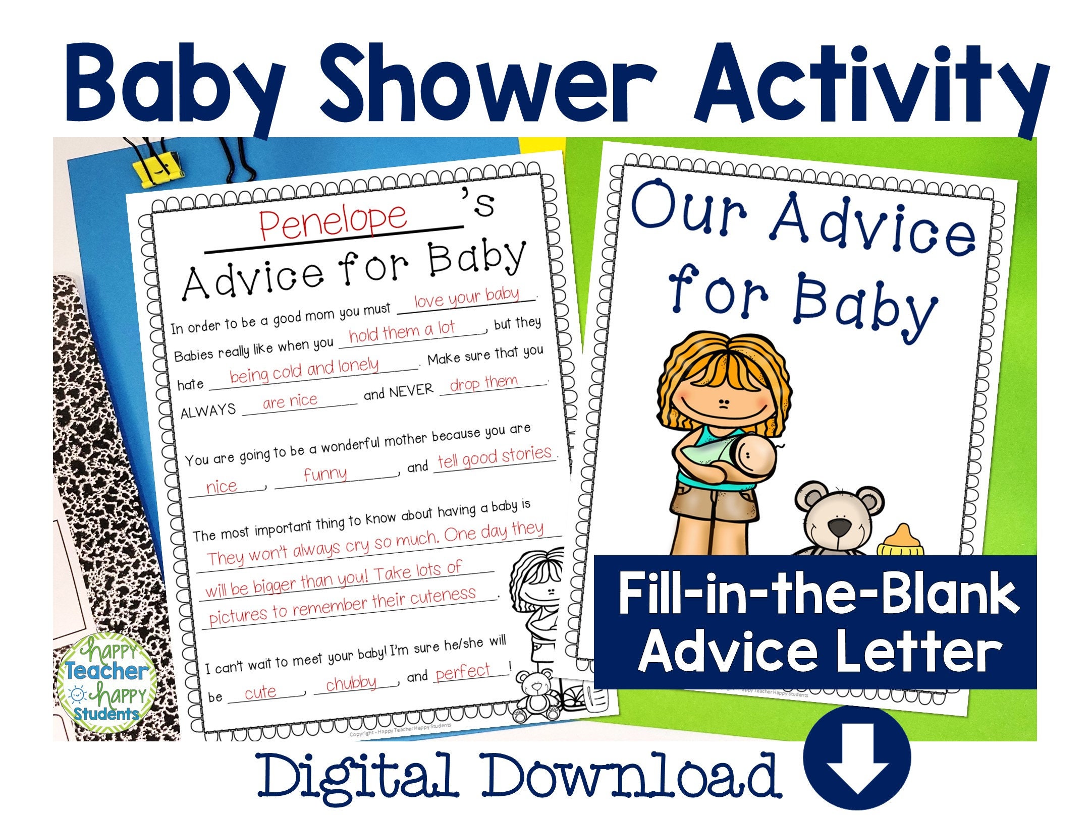 Advice for Baby Baby Shower Game for Kid Baby Shower Advice Cards Last ...