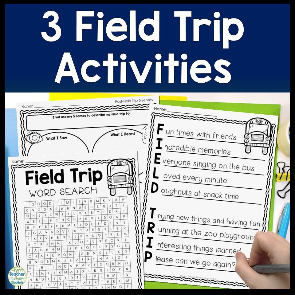 Field Trip Activities: Field Trip Word Search & 5 Senses Writing ...