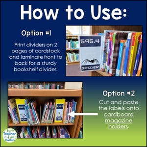 Nonfiction AND Fiction Library Shelf Dividers, Classroom Library Shelf ...