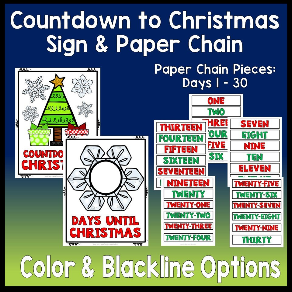 Christmas Countdown Sign With Paper Chain (digital Download) - Etsy
