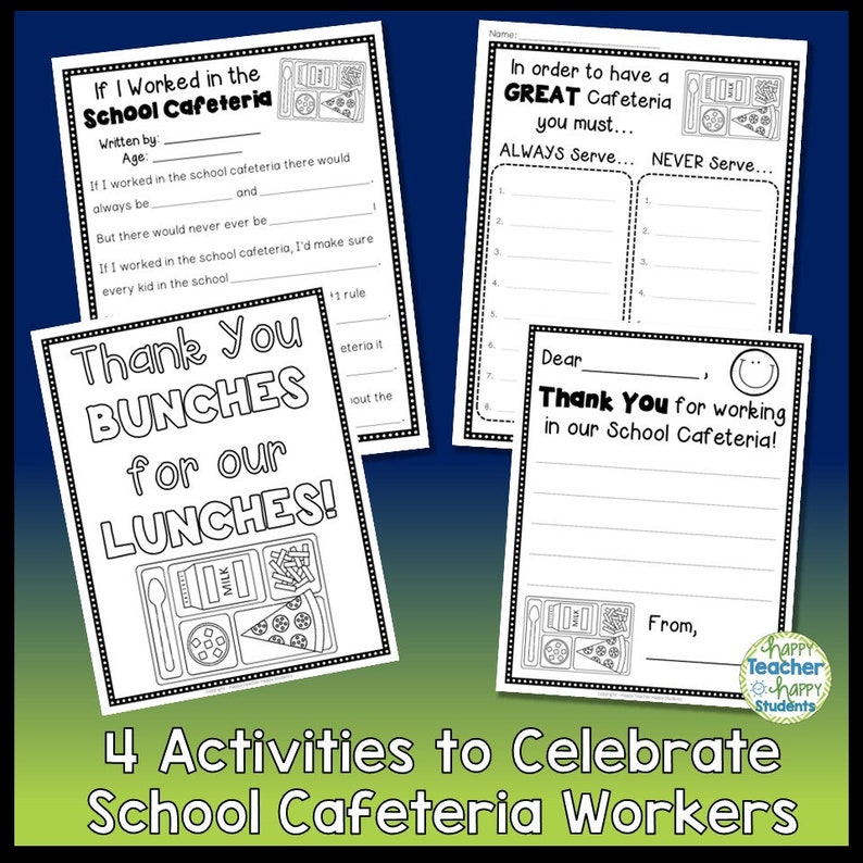 Cafeteria Worker Appreciation Day | Thank You Card for School Cafeteria ...