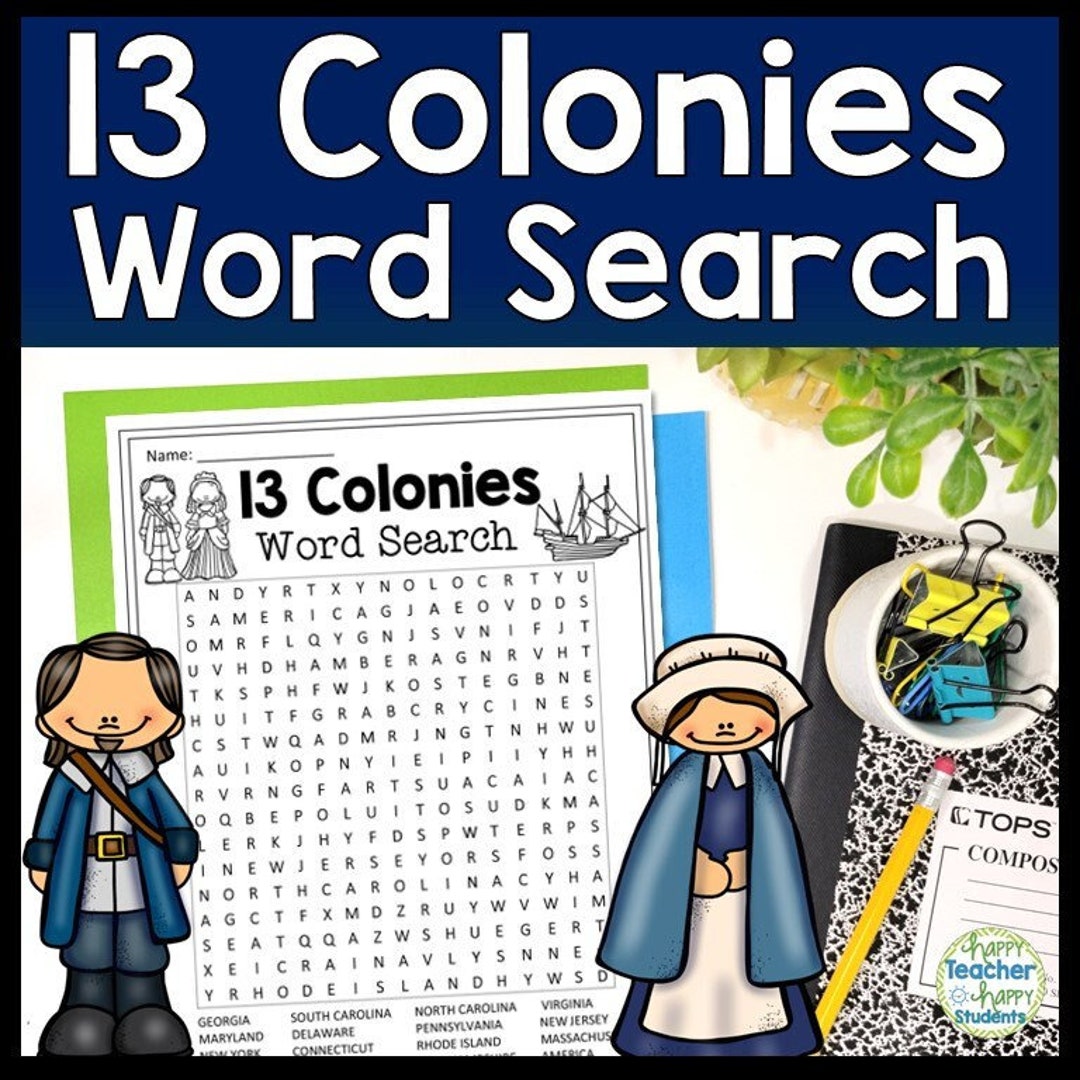 13 Colonies Word Search Activity | Answer Key Included | 13 Colonies ...