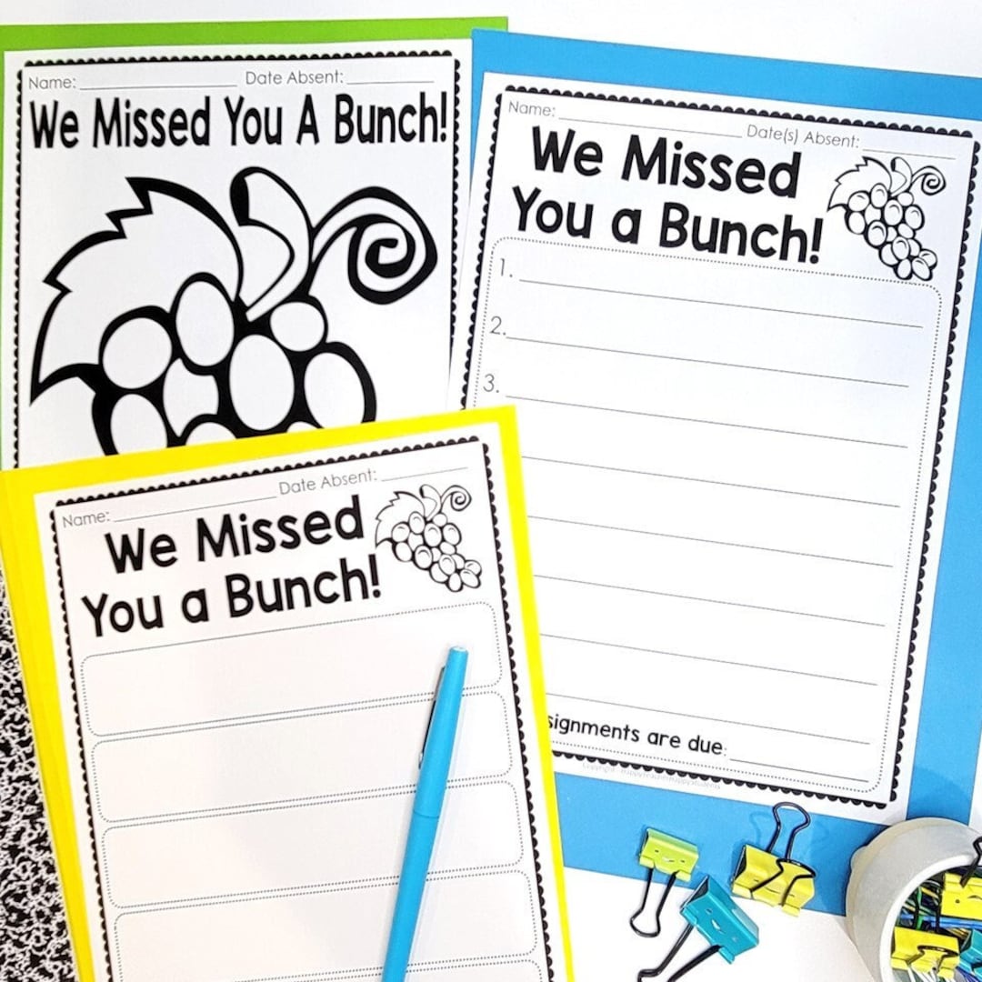 Absent Student Form | 3 Absent Student Recording Sheets | We Missed You ...