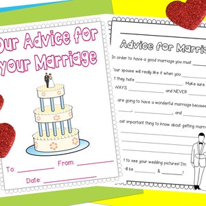 Childrens Advice for Marriage, Wedding Advice Book, Weddings Kids Table ...
