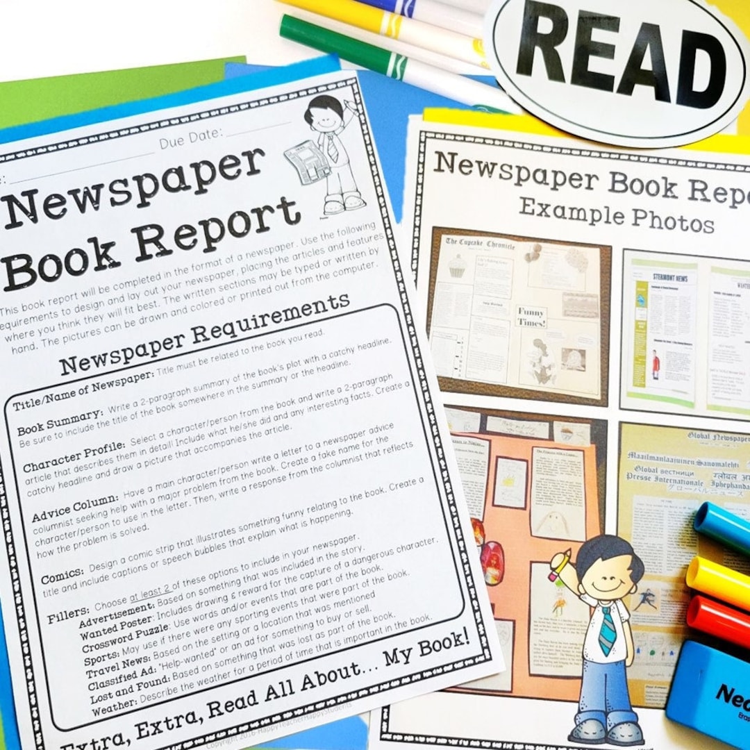 Newspaper Book Report Template Fiction & Non-fiction Book - Etsy