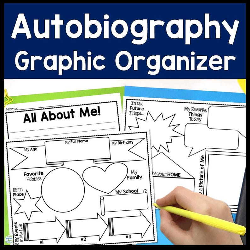 Autobiography Graphic Organizer & Writing Paper, Autobiography Template ...