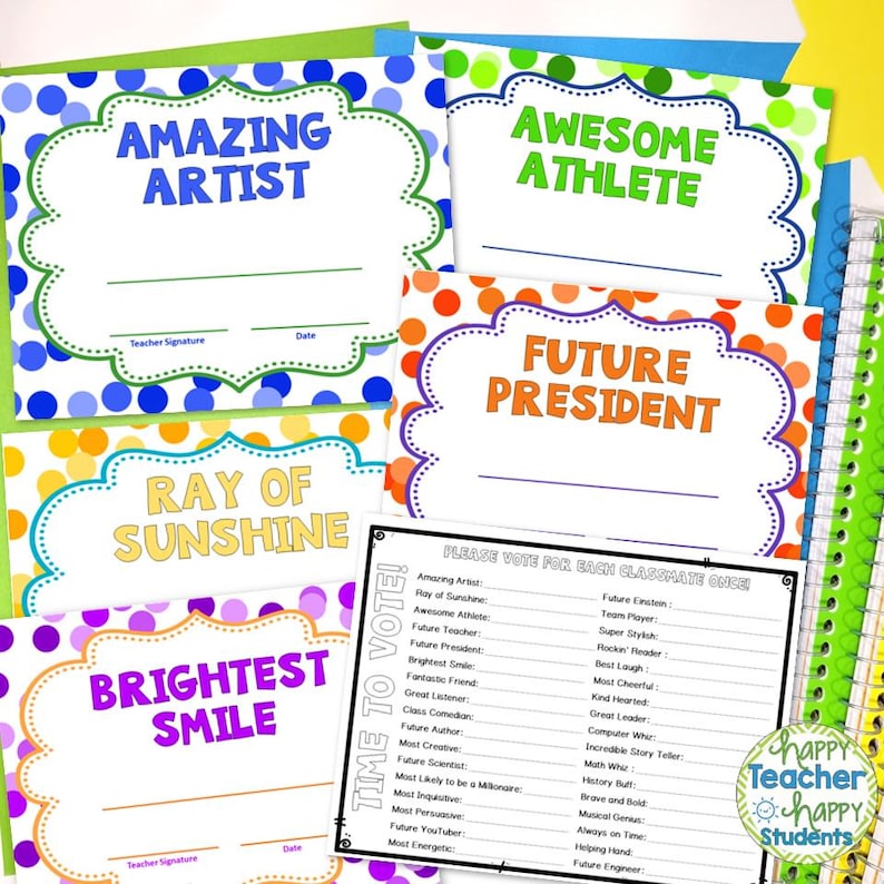 EDITABLE End of Year Awards | 34 Classroom Superlative Awards W/ Voting ...